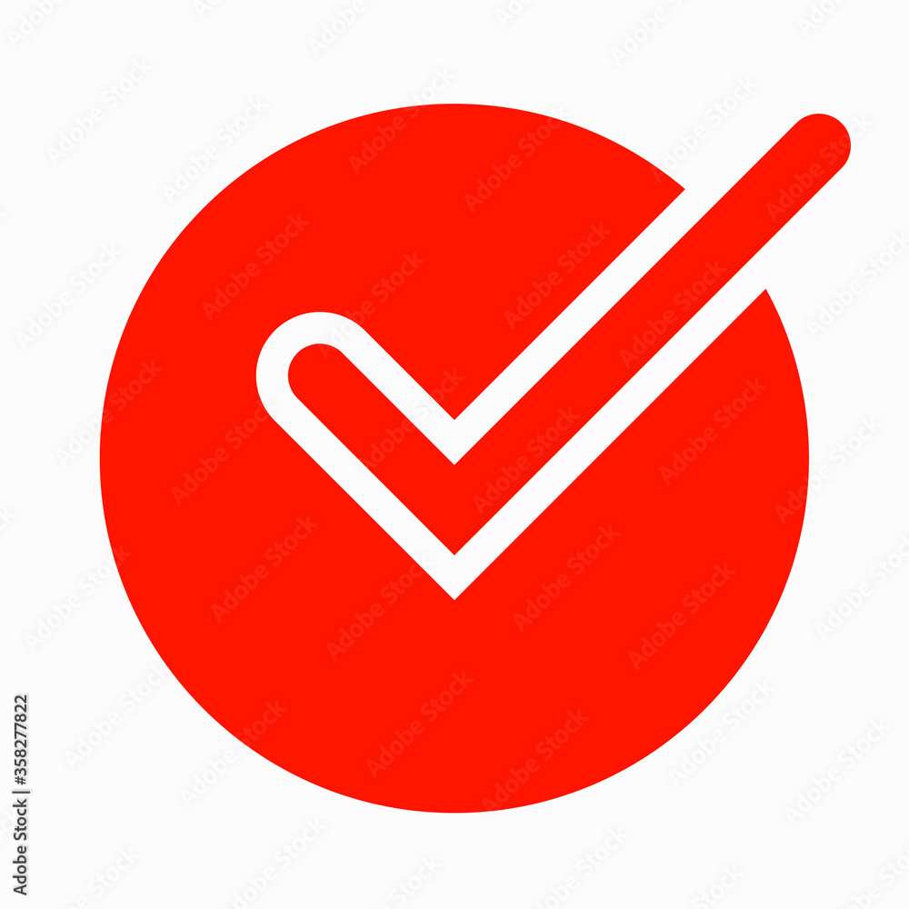 Vector de Stock Ok vector icon. Flat eco red symbol. Check mark icon ...