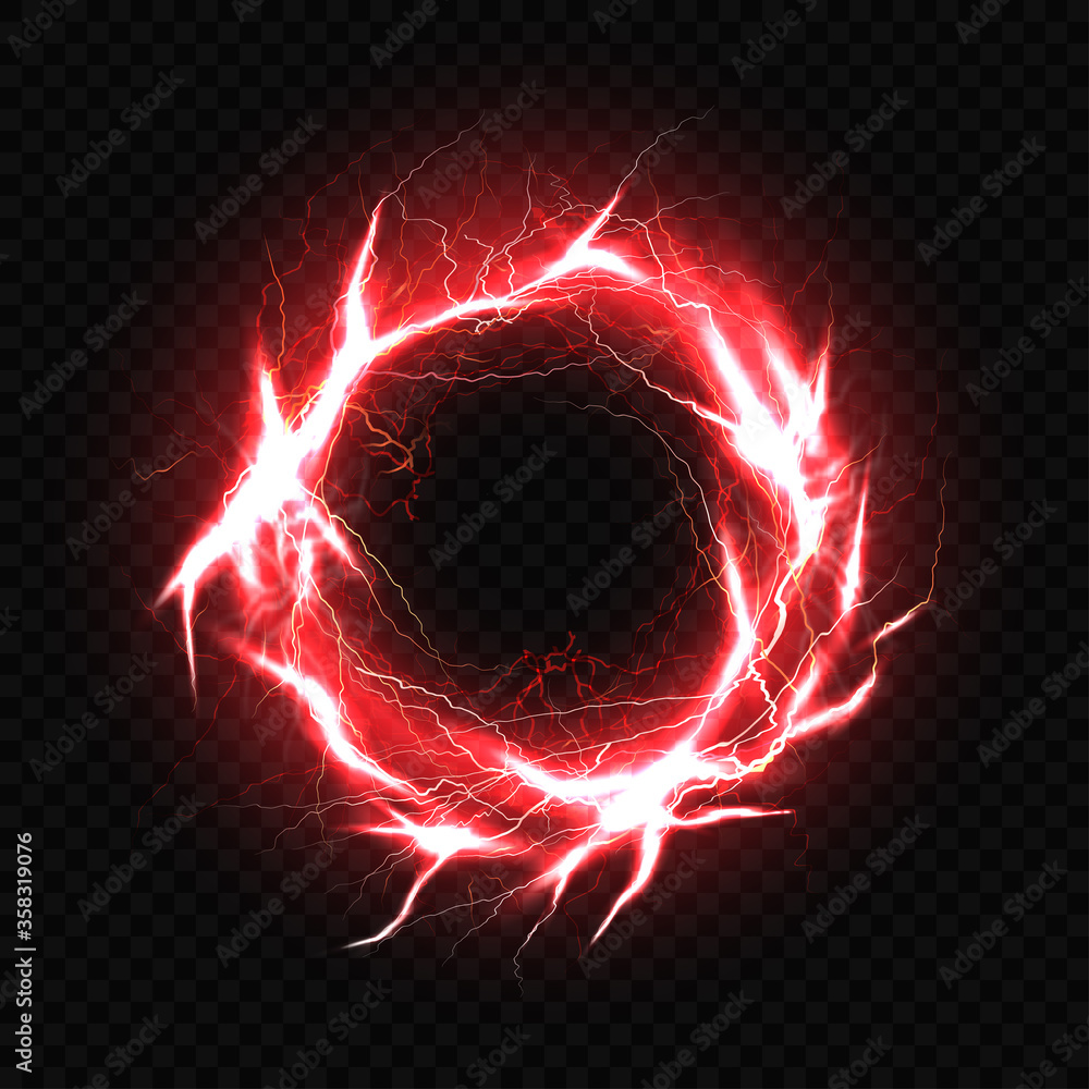 Electric ball, lightning plasma sphere, circle strike impact place in ...