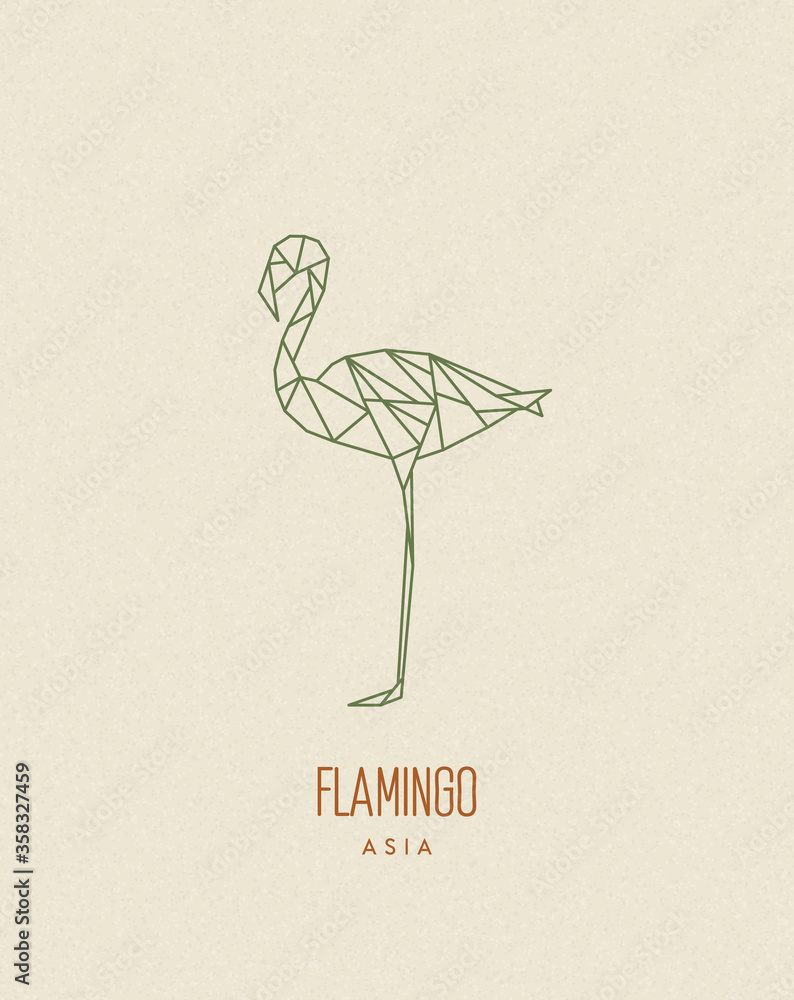 Polygon flamingo silhouette. Low poly bird. Abstract geometric logo ...