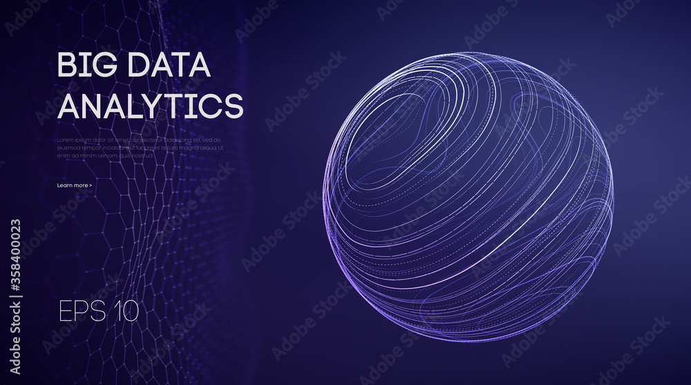 Artificial intelligence analytics. Data technology science concept. Network analysis sphere ...