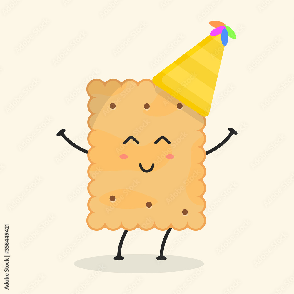 Cute Flat Cartoon Crackers Illustration. Vector illustration of cute ...