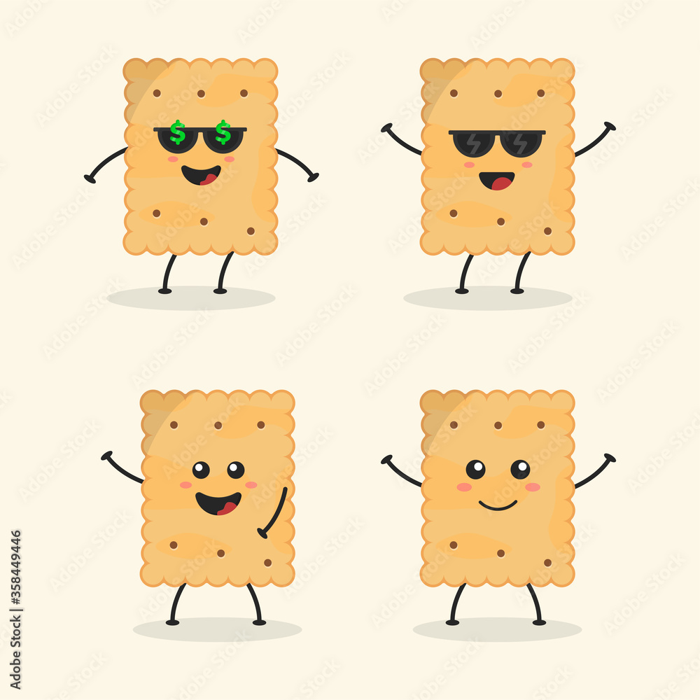 Cute Flat Cartoon Crackers Illustration. Vector illustration of cute ...