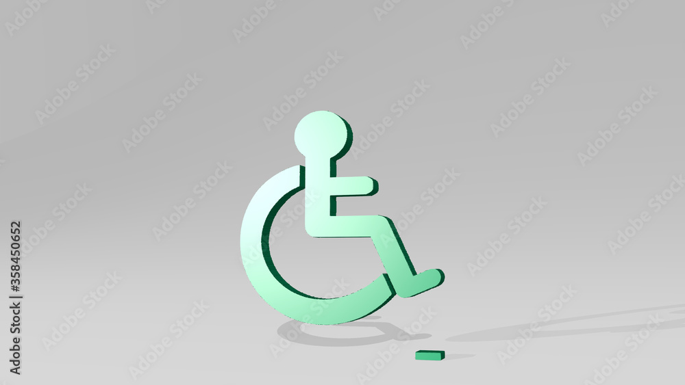 DISABLED SYMBOL made by 3D illustration of a shiny metallic sculpture ...