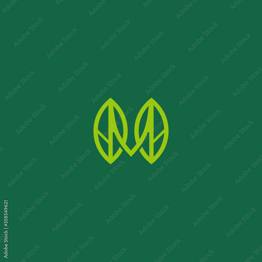 simple and creative alphabet or letter M with nature leaf logo design ...