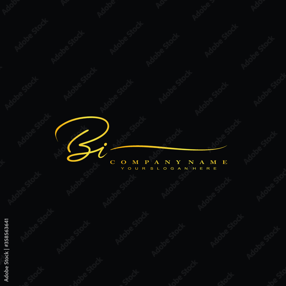 BI initials signature logo. Handwriting logo vector templates. Hand ...