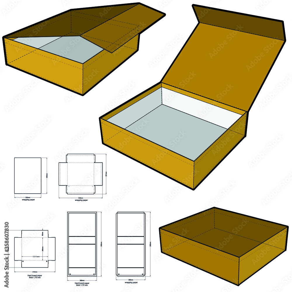 Rigid Box hard board paper and Die-cut Pattern. The .eps file is full ...