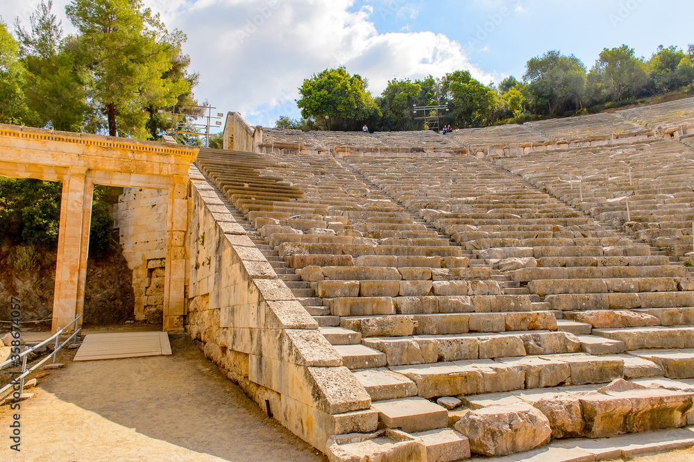 It's Large amphitheater of Epidaurus, Peloponnese, Greece.Sanctuary of ...