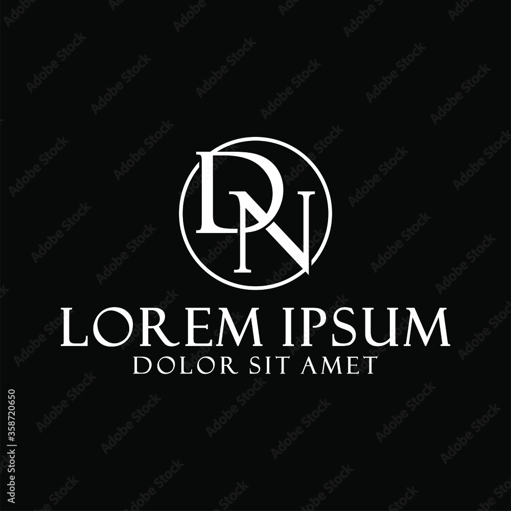 Initial letter DN logo template with circle and vintage font ...