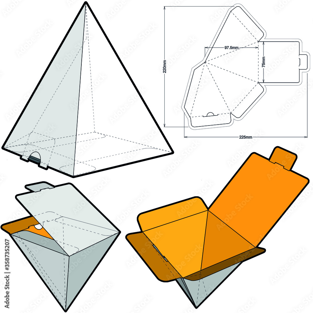 Vector de Stock Triangular Self Assembly Packaging and Die-cut Pattern ...