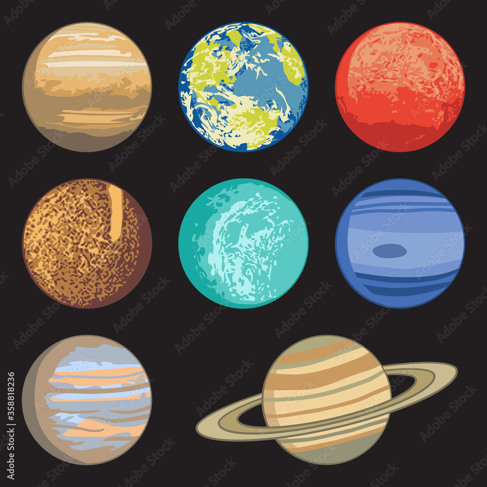 Vector illustration of isolated solar system planets Stock Vector ...