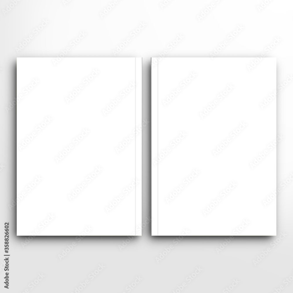 A5 book cover mock up blank, front and back, flat lay, white Stock ...