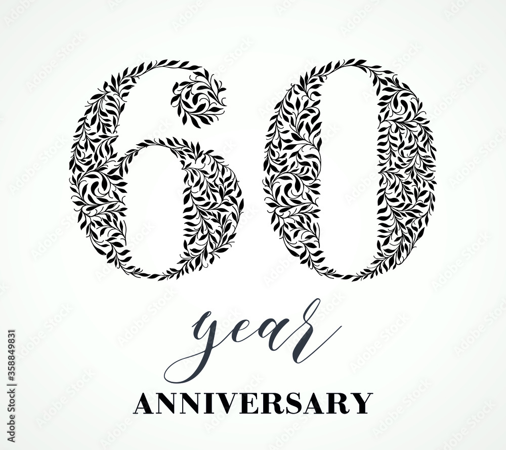 60th anniversary Number sixty consists of a sheet drawing. No gradient ...