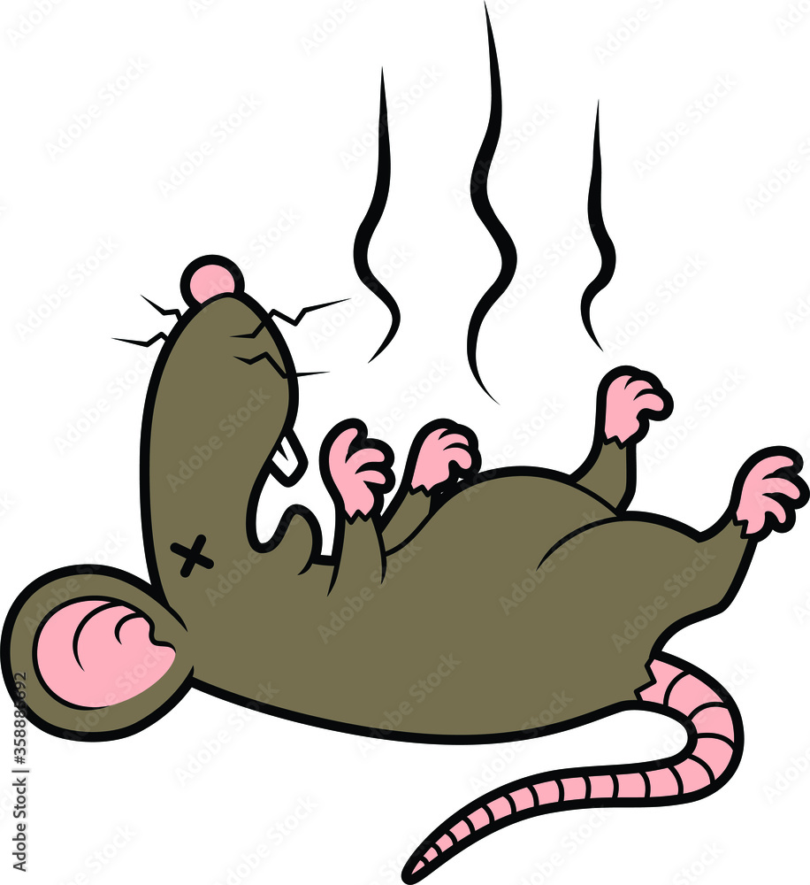 Vector Cartoon Stinky Dead Rat Stock Vector | Adobe Stock