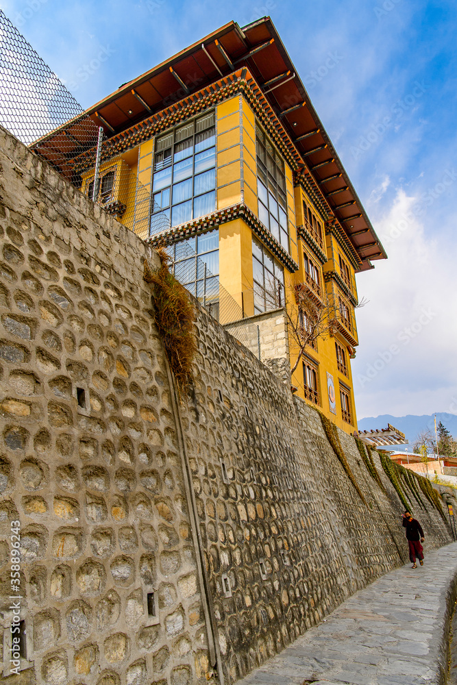 Architecture of Thimhu, the capital and largest and the only city the ...