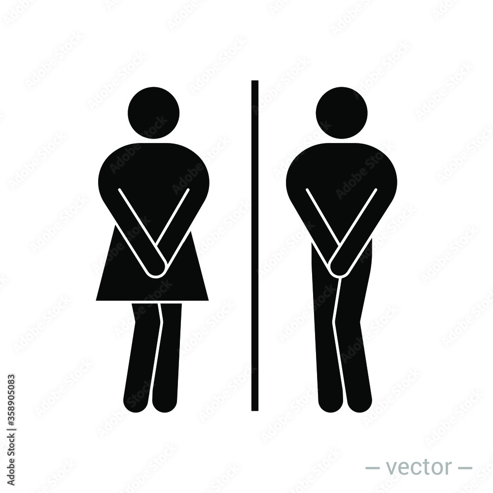 Girls and boys restroom pictograms. Funny toilet couple signing ...