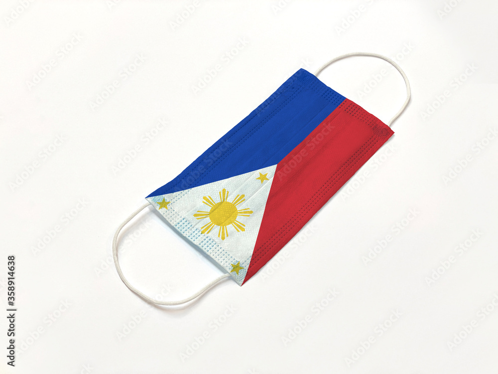 Concept. Disposable medical surgical face mask with Philippines country ...