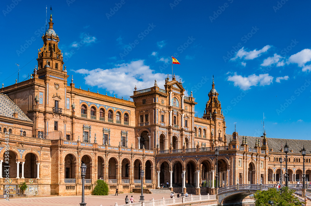 It's Central building at the Plaza de Espana in Seville, Andalusia ...