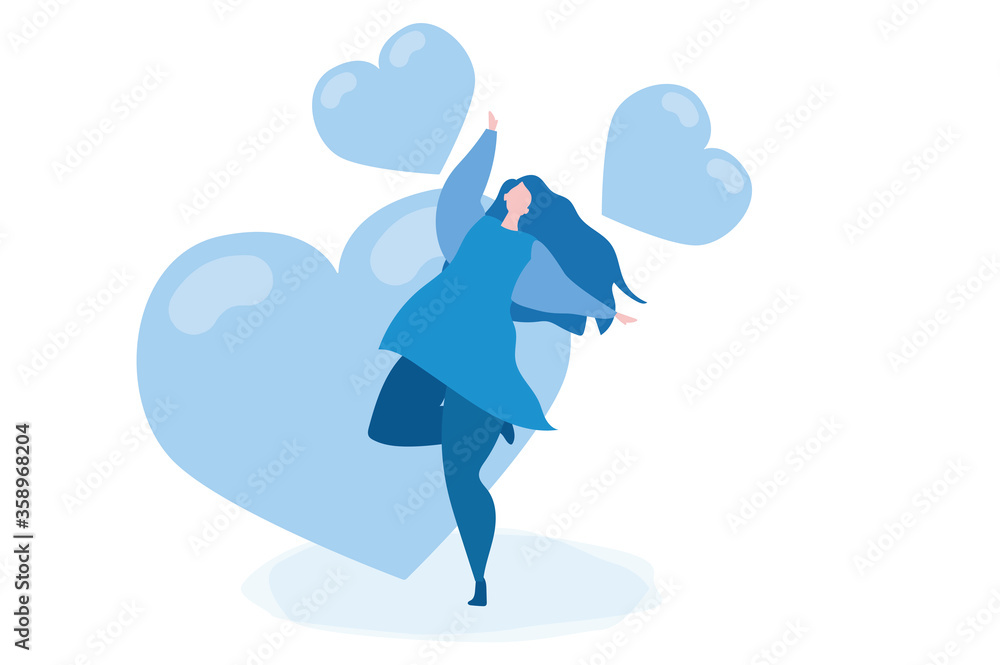 I love myself, woman Self esteem, Mental and moral self respect. Vector ...