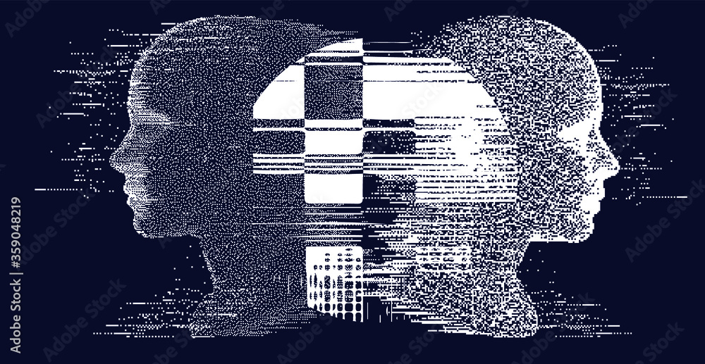 Vector de Stock Silhouette of a human made in pixel art style ...