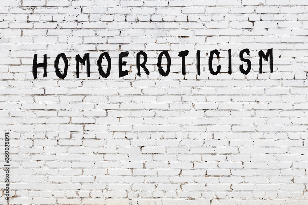 Word homoeroticism painted on white brick wall Stock Illustration ...