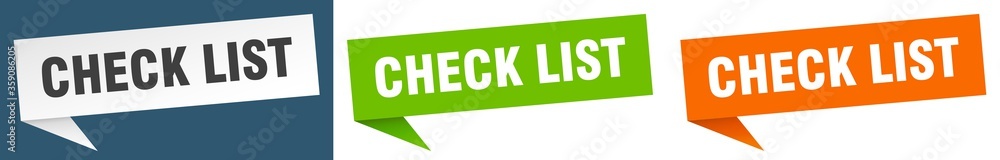 check list banner. check list speech bubble label set. check list sign ...