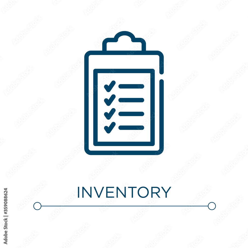 Inventory icon. Linear vector illustration. Outline inventory icon vector. Thin line symbol for ...