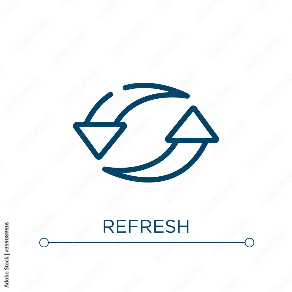 Refresh icon. Linear vector illustration. Outline refresh icon vector. Thin line symbol for use ...