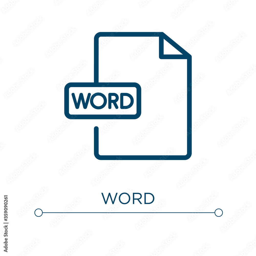 Word icon. Linear vector illustration. Outline word icon vector. Thin ...