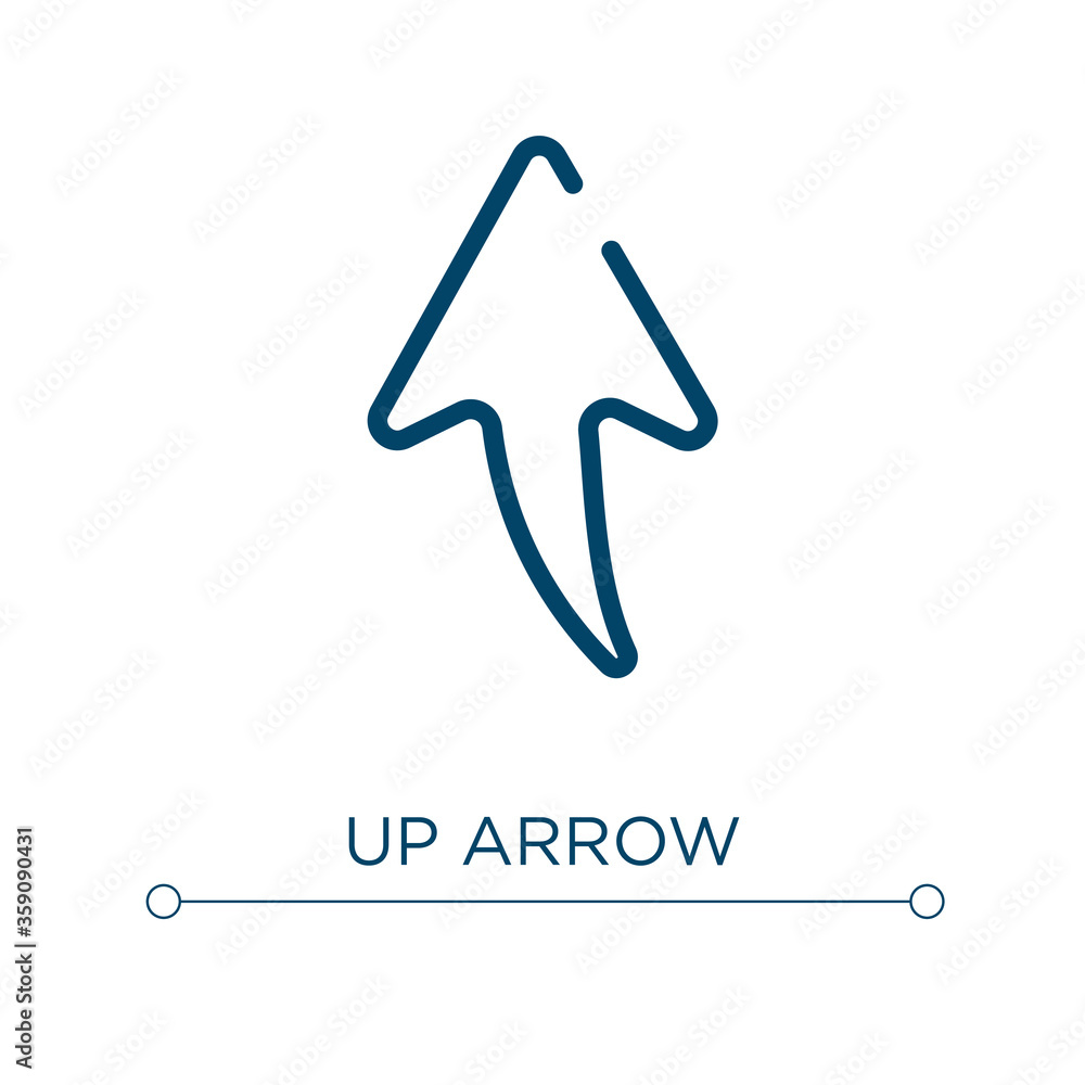 Up arrow icon. Linear vector illustration. Outline up arrow icon vector. Thin line symbol for ...