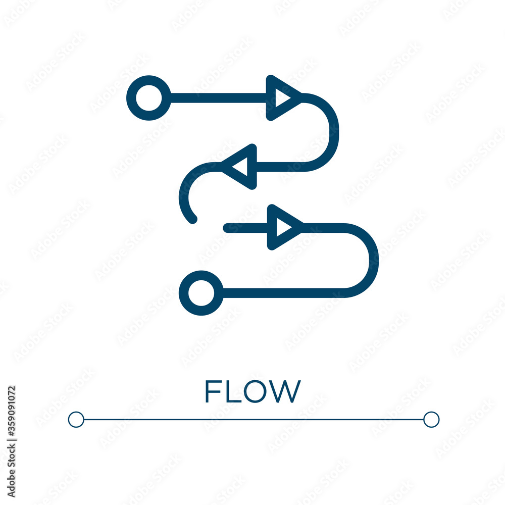 Flow icon. Linear vector illustration. Outline flow icon vector. Thin ...