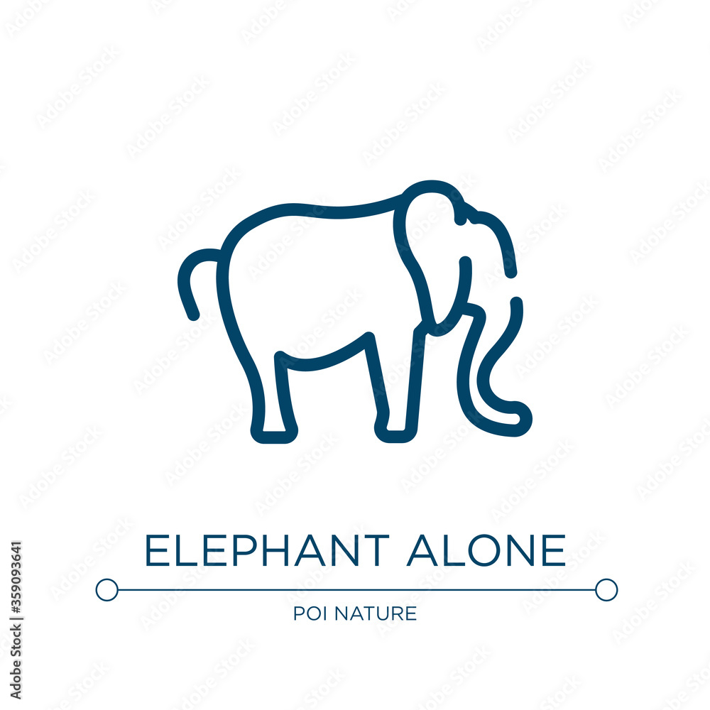 Elephant alone icon. Linear vector illustration from free animals ...
