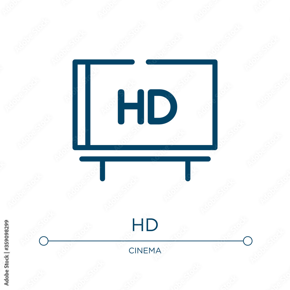 Hd logo icon. Linear vector illustration from cinema collection ...