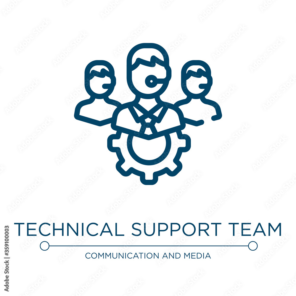 Technical support team icon. Linear vector illustration from support ...