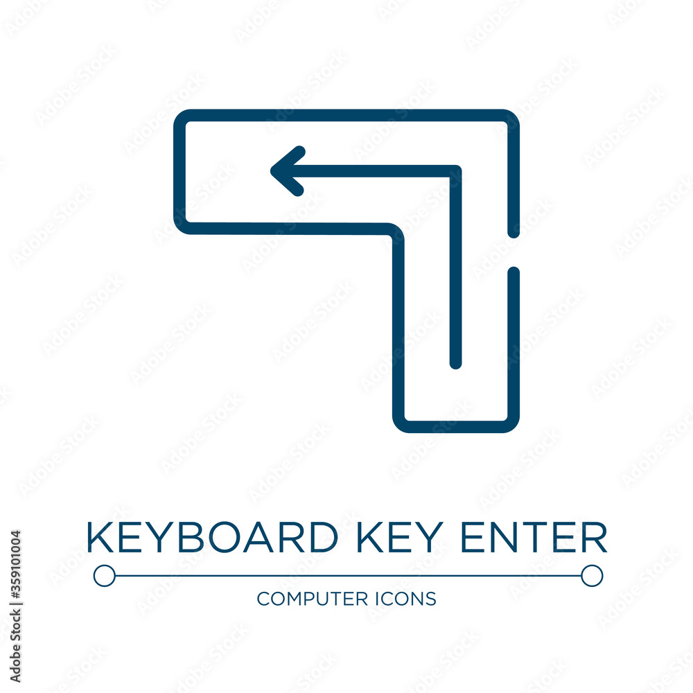 Keyboard key enter icon. Linear vector illustration from computer and ...