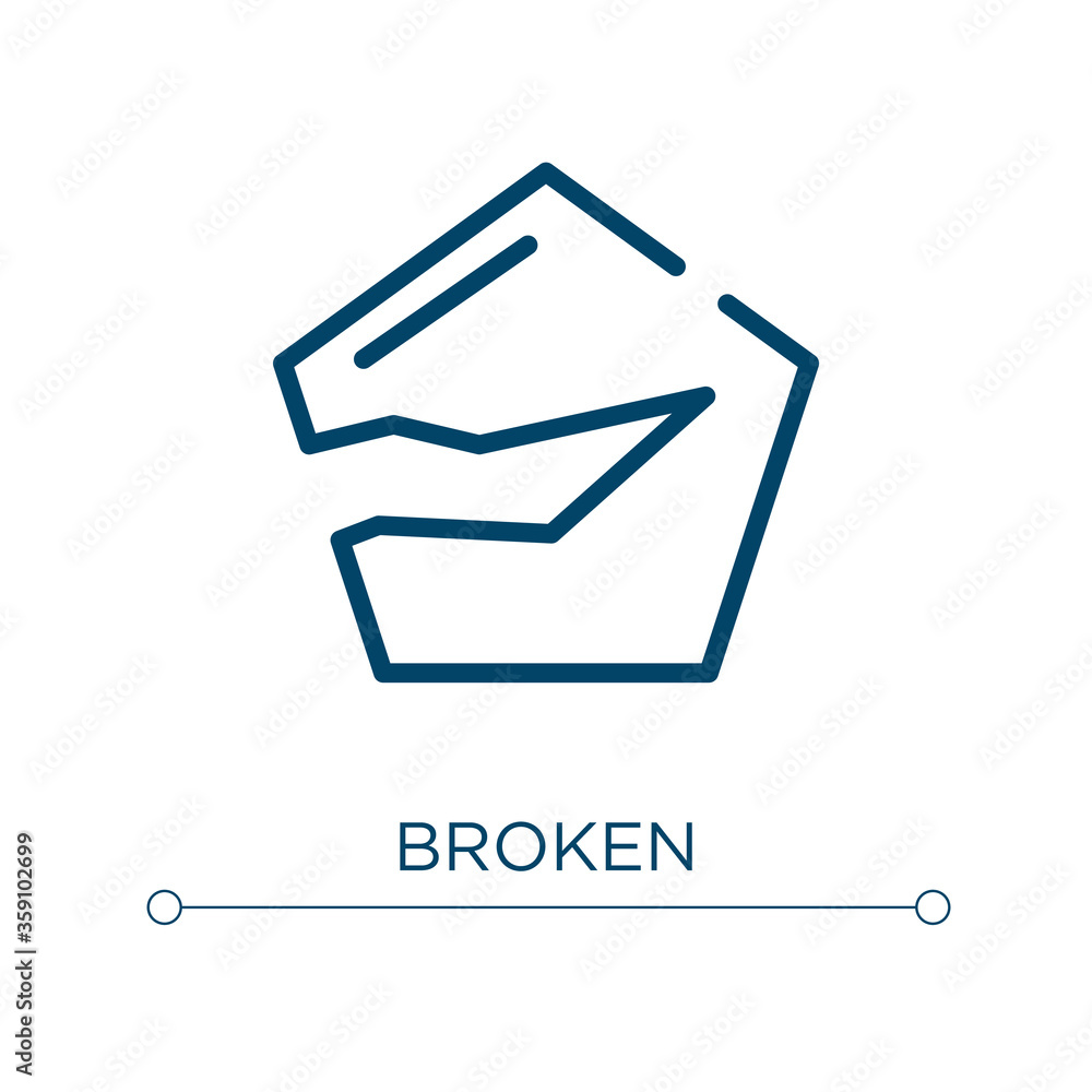 Broken icon. Linear vector illustration. Outline broken icon vector ...