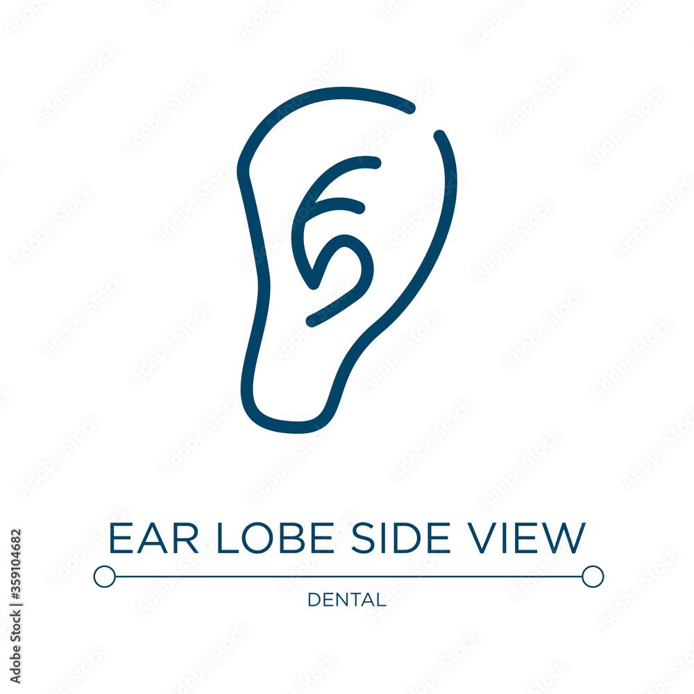 Ear lobe side view icon. Linear vector illustration from body parts ...