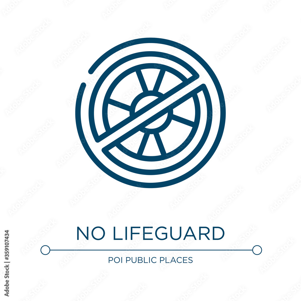 No lifeguard icon. Linear vector illustration from swimming pool rules ...