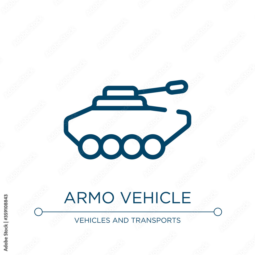 Armored vehicle icon. Linear vector illustration from transport ...