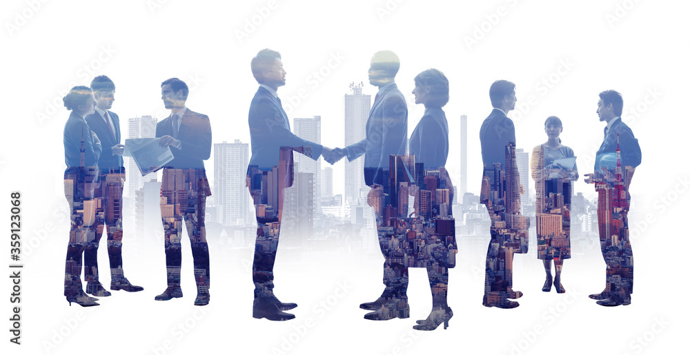 Business, partner, large group, success, teamwork, strategy, global ...
