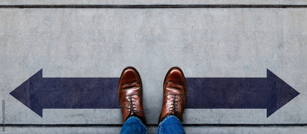 Decision in Life or Business Concept. Standing on the Left and Right ...