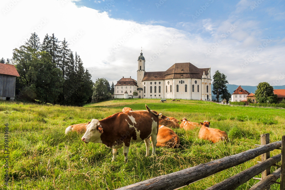 Wies, Germany. The Pilgrimage Church of Wies (Wieskirche), an oval ...