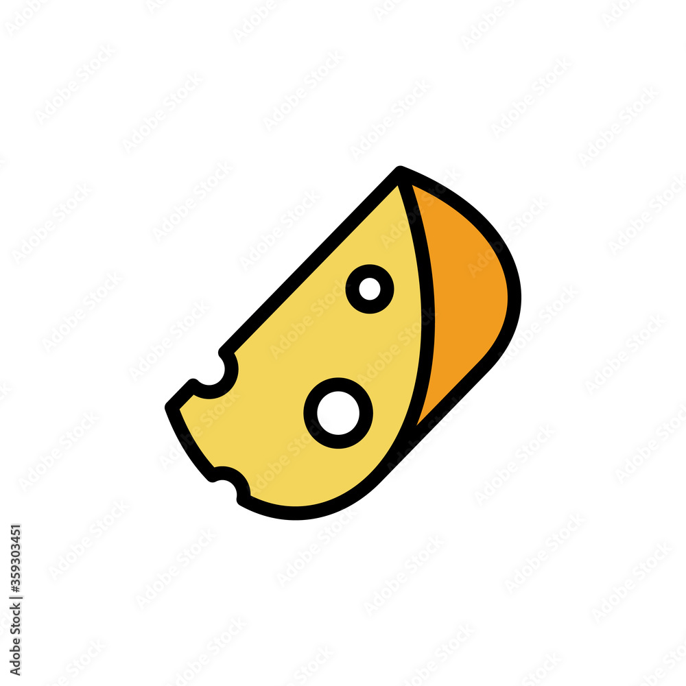 Cheese slice, Emmental icon. Simple color with outline vector elements ...