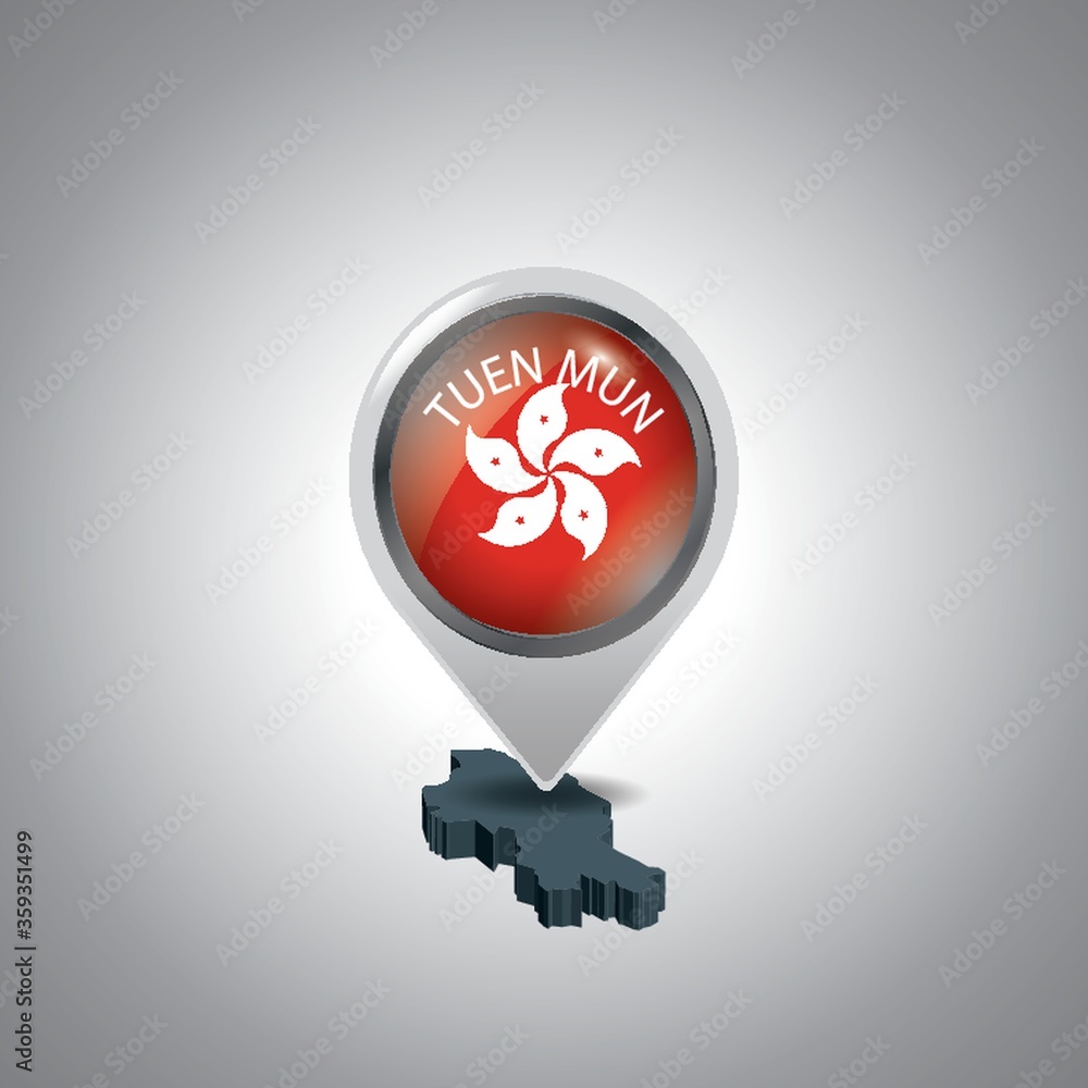 tuen mun map with map pointer Stock Vector | Adobe Stock