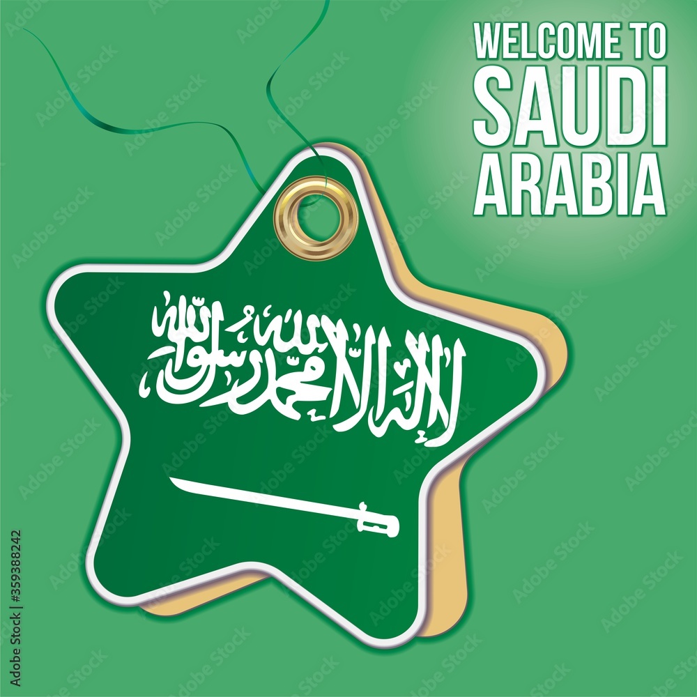 Image vectorielle Stock Welcome to Saudi Arabia, Flag of Saudi Arabia ...
