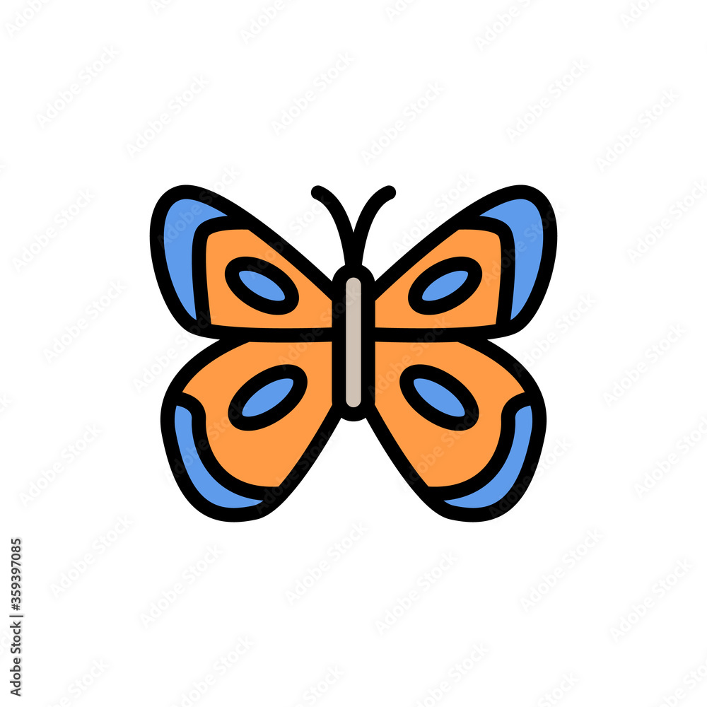 Butterfly, insect icon. Simple color with outline vector elements of ...