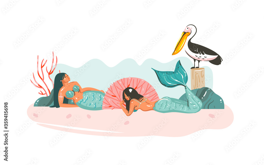 Hand drawn vector abstract cartoon graphic underwater illustrations ...