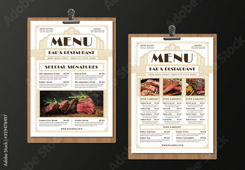 Art Deco Food Menu Layout Stock Template | Adobe Stock