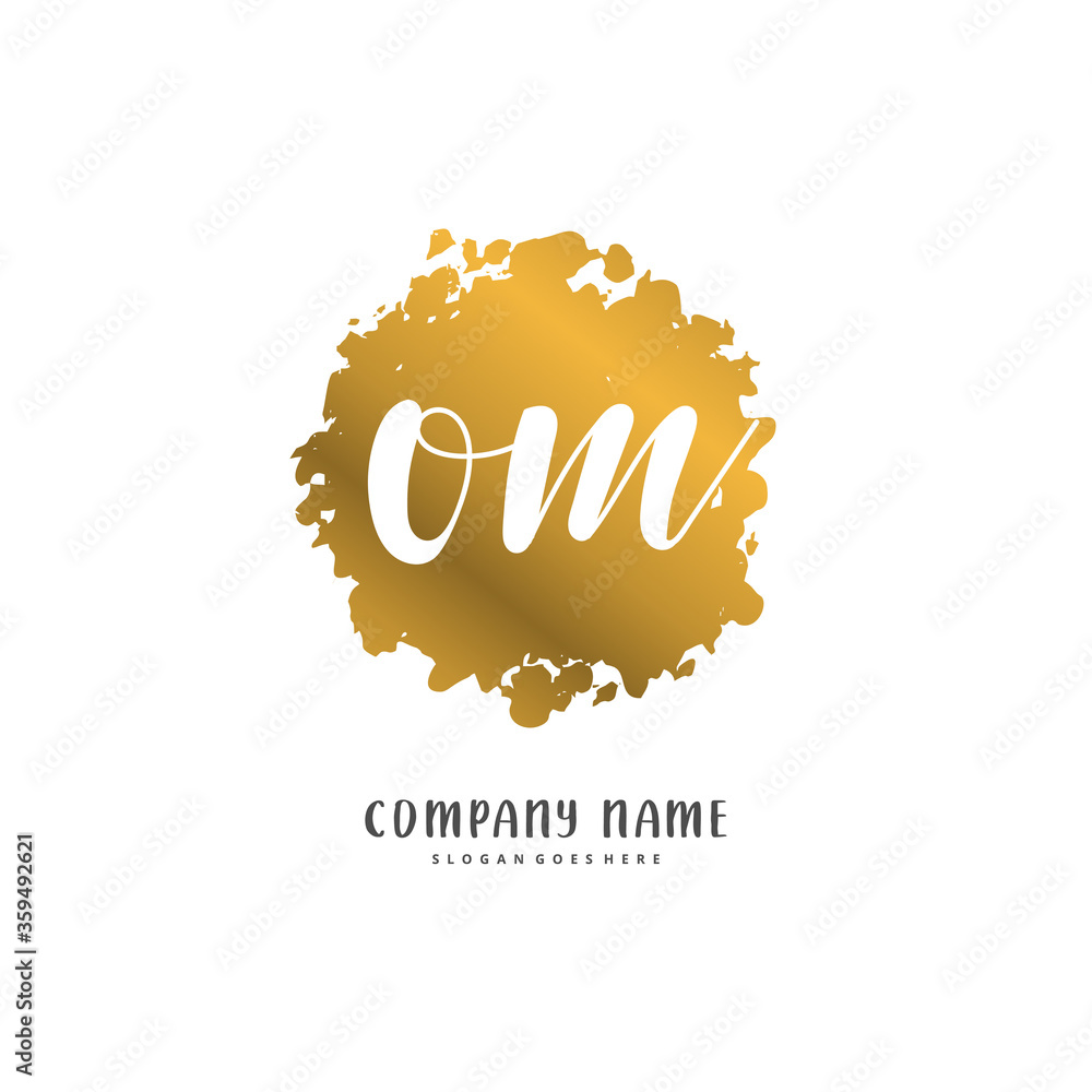 O M OM Initial handwriting and signature logo design with circle. Beautiful design handwritten ...
