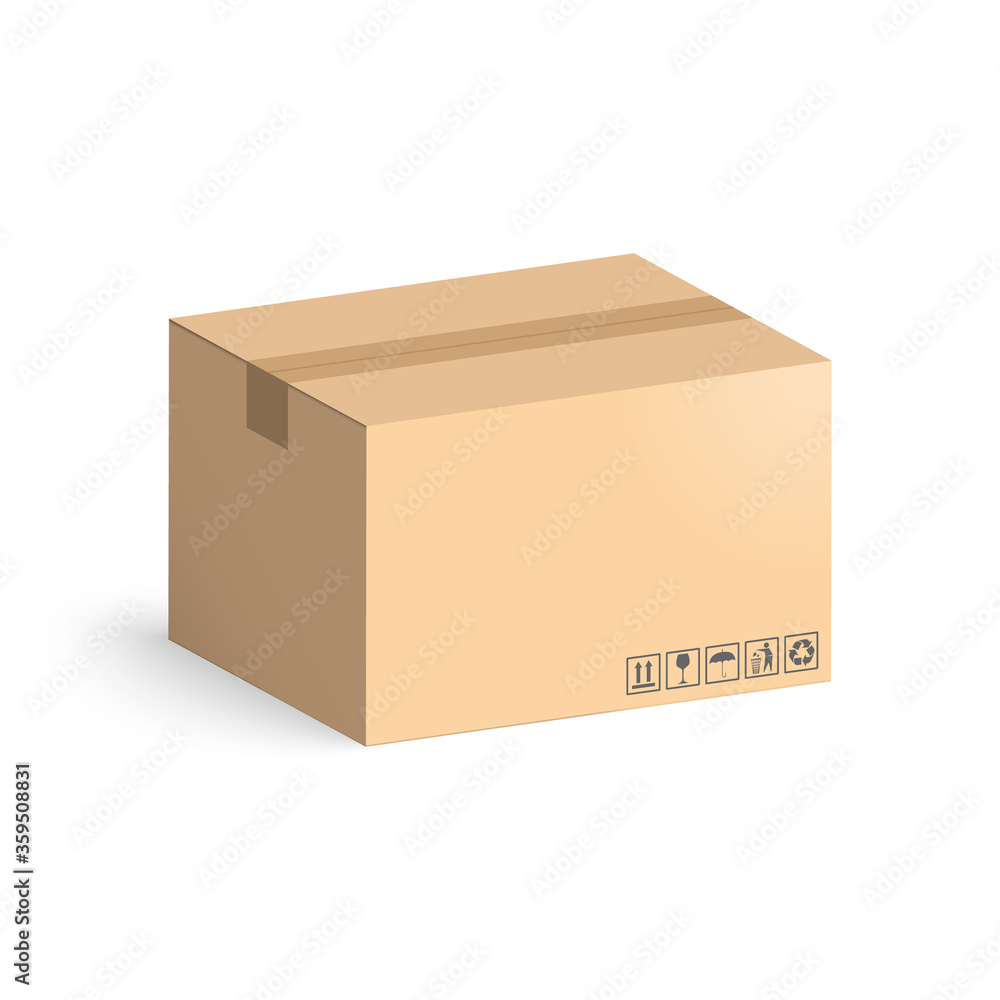 Cardboard box mockup isolated on white background. Layout boxes for ...