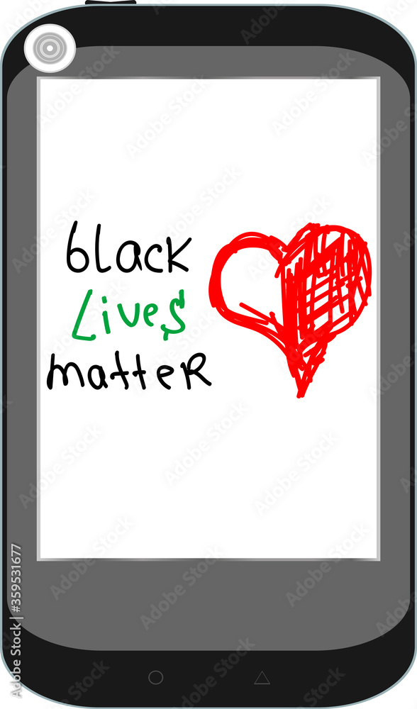 Black lives matter slogan. Hand drawn hearts. Anti racism and racial ...